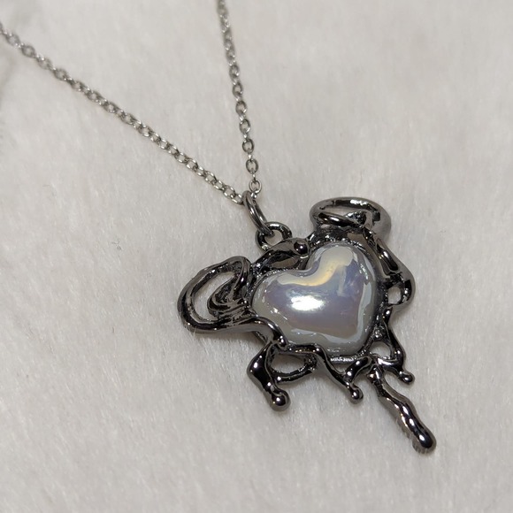 Handmade | Jewelry | Gothic Heart Shaped Dripping Black Pendant On A ...